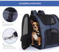 China Outdoor 33.5*27*42CM Blue Cationic Oxford Expandable Pet Travel Backpack Soft Fabric Lovely Pet Necessities For Your Satisfied Companions for sale