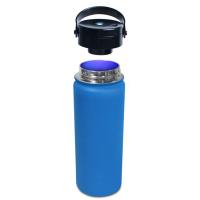 China UV Sterilization Stainless Steel Large Mouth Insulated Workout Water Bottles Gray Color Carrying Handle And Customized Volume Of 500ml Perfect For Outdoor Sports for sale