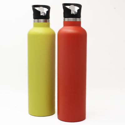 China Customized Multi-Capacity Painting Yellow Color 304 Stainless Steel Outdoor American Style Wide Mouth Insulated Workout Water Bottles With Carrying Handle for sale
