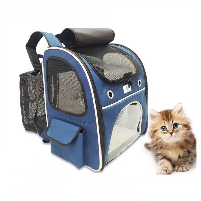 China Washable Blue Polyester Oxford Expandable Pet Rucksack Travel Bag Durable Non Toxic Ideal For Indoor Outdoor Pet Owners Needing Safe And Easy To Clean Travel Gear for sale