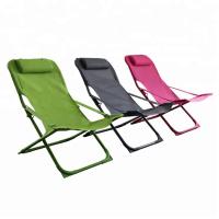 China Grey Folding Beach Lounge Chair Aluminum Frame Foldable Beach Lounge Chaise For Lawn Deck for sale