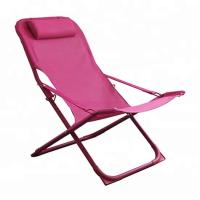 China Grey Folding Beach Lounge Chair Aluminum Frame Foldable Beach Lounge Chaise For Lawn Deck for sale