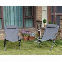 China Grey Folding Beach Lounge Chair Aluminum Frame Foldable Beach Lounge Chaise For Lawn Deck for sale