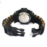 China Outdoor Brown Emergency Survival Bracelet Watch Nylon Paracord Wristband for sale