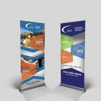 China Outdoor Custom Beach Flags Aluminum Stand Retractable Display Promotional PVC Roll Up Banner for sale