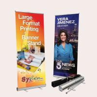 China Outdoor Custom Beach Flags Aluminum Stand Retractable Display Promotional PVC Roll Up Banner for sale