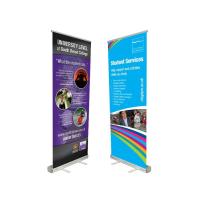 China Outdoor Custom Beach Flags Aluminum Stand Retractable Display Promotional PVC Roll Up Banner for sale