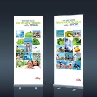 China Outdoor Custom Beach Flags Aluminum Stand Retractable Display Promotional PVC Roll Up Banner for sale