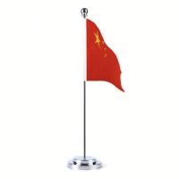 China 100% Polyester 30cm Satin Desk Flag Set Single Pole Stand CMYK Printing for sale