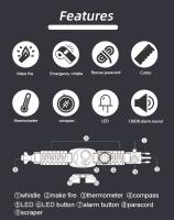 China Balck Emergency Paracord Survival Watch Cool Camping Accessories Built In Battery for sale