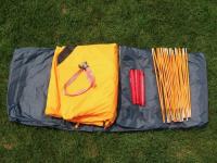 China Cozy Outdoor Camping Tents Orange PU8000mm Coated 360T Nylon Ripstop Aluminum Frame Canopy for sale
