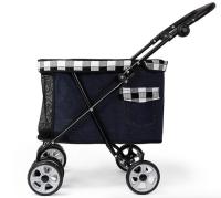 China Blue Cowboy Canvas Cozy Dog Carrier Trolley Dog Trolley On Wheels 53x39x82cm for sale