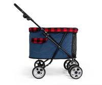China Blue Cowboy Canvas Cozy Dog Carrier Trolley Dog Trolley On Wheels 53x39x82cm for sale