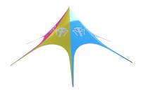 China Outdoor Advertising Star Shaped Tent 600D Oxford 3X3M Singe Pole Fire Resistant Sublimation for sale