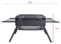 China Black Chromed Steel Charcoal Camping Barbecue Grill Mini Foldable 86X33.5X43cm for sale