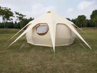 China 300*300*200CM 5M 280GSM Beige Waterproof Coated Cotton Lotus Design Glamping Outdoor Camping Tent for sale