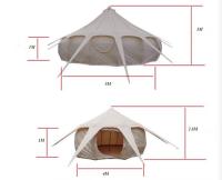China 300*300*200CM 5M 280GSM Beige Waterproof Coated Cotton Lotus Design Glamping Outdoor Camping Tent for sale