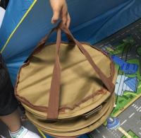 China Khaki Polyester 600D Leaf Folding Trash Can 38X45CM Cool Camping Accessories for sale