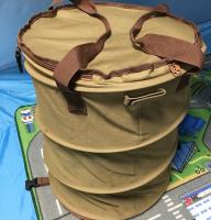 China Khaki Polyester 600D Leaf Folding Trash Can 38X45CM Cool Camping Accessories for sale