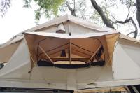 China Beige 3 Person Rooftop Tent 143X310X126CM Cotton Canvas Auto Rooftop Tent for sale