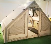 China Outdoor 300X200X200CM Canvas Inflatable Camping Tent House Double Layer Beige Cotton for sale