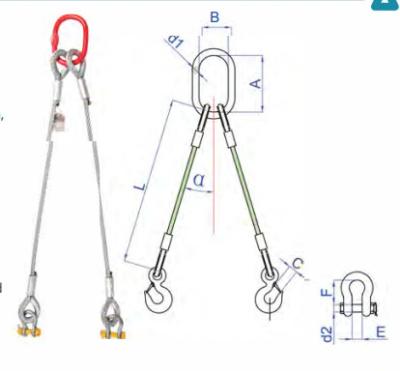 China 1770 MPa Steel Core Wire Rope Slings Four Legs 6x37 IWRC Customizable for sale