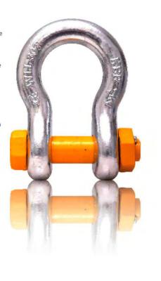 China Galvanized Steel Bow Shackle 1.5 Inch WLL 30 Ton Bolt Type KBB for sale