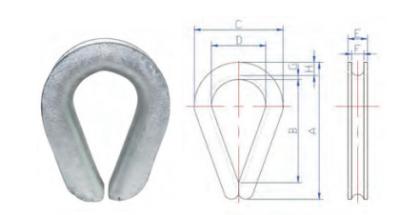China Low Carbon Mild Steel Heavy Duty Wire Rope Thimble 0.5 Inch 13mm Galvanized Zinc Plated for sale