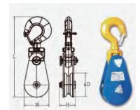 China Heavy Duty Steel Snatch Block Zinc Plated Finish with Hook 1000 kg Breaking Load for sale