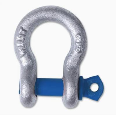 China Grade 80 Bow Shackle with Safety Bolt - 400T Load Capacity, Hot-Dip Galvanized Finish for Industrial Rigging for sale