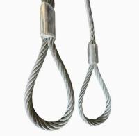 China 1 Ton Galvanized Steel Wire Rope Sling 1.1m Eye Steel Sleeve Thimble Lifting for sale