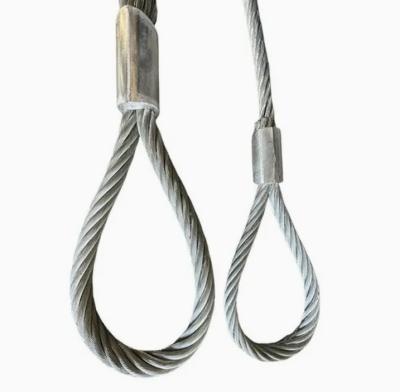 China 1 Ton Galvanized Steel Wire Rope Sling 1.1m Eye Steel Sleeve Thimble Lifting for sale