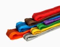 China CE Certified Double Ply Polyester Webbing Sling 7:1 Safety Factor Eye to Eye 25mm-100mm Width for sale