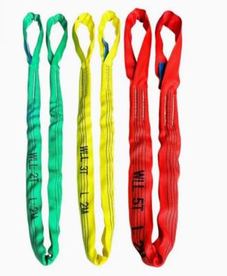 China High Tenacity Polyester Lifting Webbing Straps Round Slings 5:1 Safety Factor 1T to 50T for sale