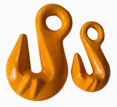 China G80 Drop Forged Painted Eye Grab Hook 8mm to 16mm 2.5 to 4 Tonne WLL for Overhead Lifting for sale