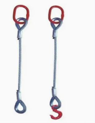 China Heavy Duty Single Leg Wire Rope Lifting Sling 6mm-32mm with Forged Steel Hook 5:1 Safety Factor for sale