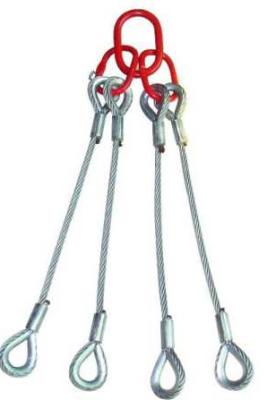 China 32mm Four Leg Wire Rope Sling - 19.4 Ton WLL Galvanized Steel Cable Assembly with Master Link for sale