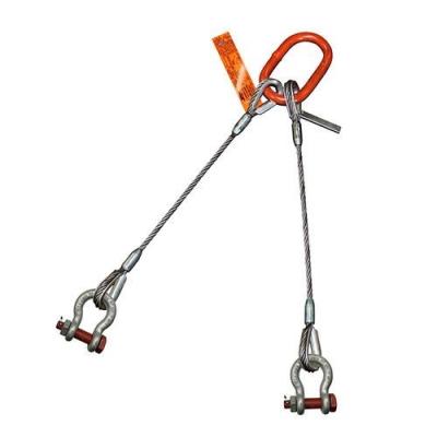 China 38mm Double Leg Wire Rope Sling with Flemish Eye Sleeve and Thimble - 23.4 Ton Capacity Steel Core Construction for sale
