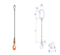 China 20mm Single Leg Steel Wire Rope Sling Assembly with 4.62t WLL and 1770MPa Tensile Strength for sale