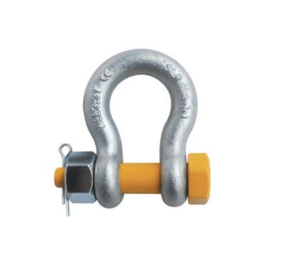 China Grade 80 Steel Bow Shackle 1.25 Inch 12 Tonne WLL with Safety Bolt for sale