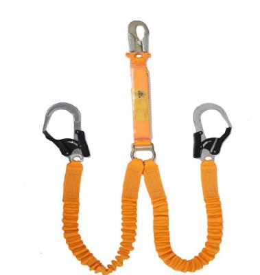 China Twin Tailed Full Body Safety Harness with Shock Absorber - 2kN Energy Absorbing Lanyard for Fall Protection for sale