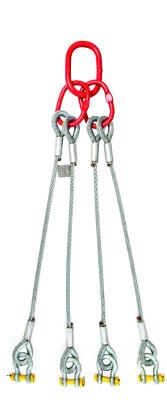 China 48mm Galvanized Steel 4-Way Wire Rope Slings with 55.9t Capacity and 1770MPa Tensile Strength for sale