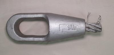 China EN 13411-4 Closed Spelter Socket for 26mm Wire Rope with 81.6 Ton Breaking Load for sale