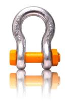 China Galvanized Steel Bow Shackle 1.5 Inch WLL 30 Tonne with Safety Bolt Type KBB Grade 80 for sale