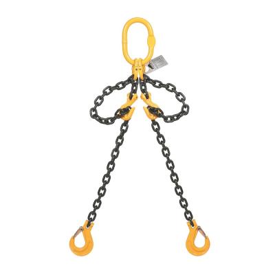 China 18mm Grade 80 Two-Leg Chain Sling with Shortening Hooks and Self-Locking Hooks - 10 Ton Capacity for sale