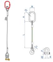 China 12mm Single Leg Wire Rope Sling 1.3 Tonne WLL with Soft Eye and Thimble for Industrial Lifting for sale