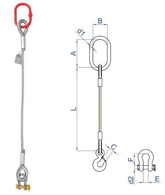 China 12mm Single Leg Wire Rope Sling 1.3 Tonne WLL with Soft Eye and Thimble for Industrial Lifting for sale