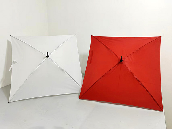 White and red custom square umbrella for Singapore