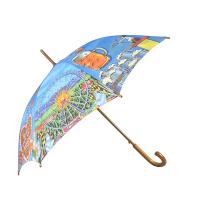 China 8 Ribs 48 Inch Wooden Handle Umbrellas 210T Pongee Canopy For Promotion for sale