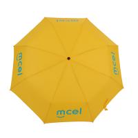 China Promotional Yellow 3 Fold Manual Umbrella For Market Vendors And SMEs for sale